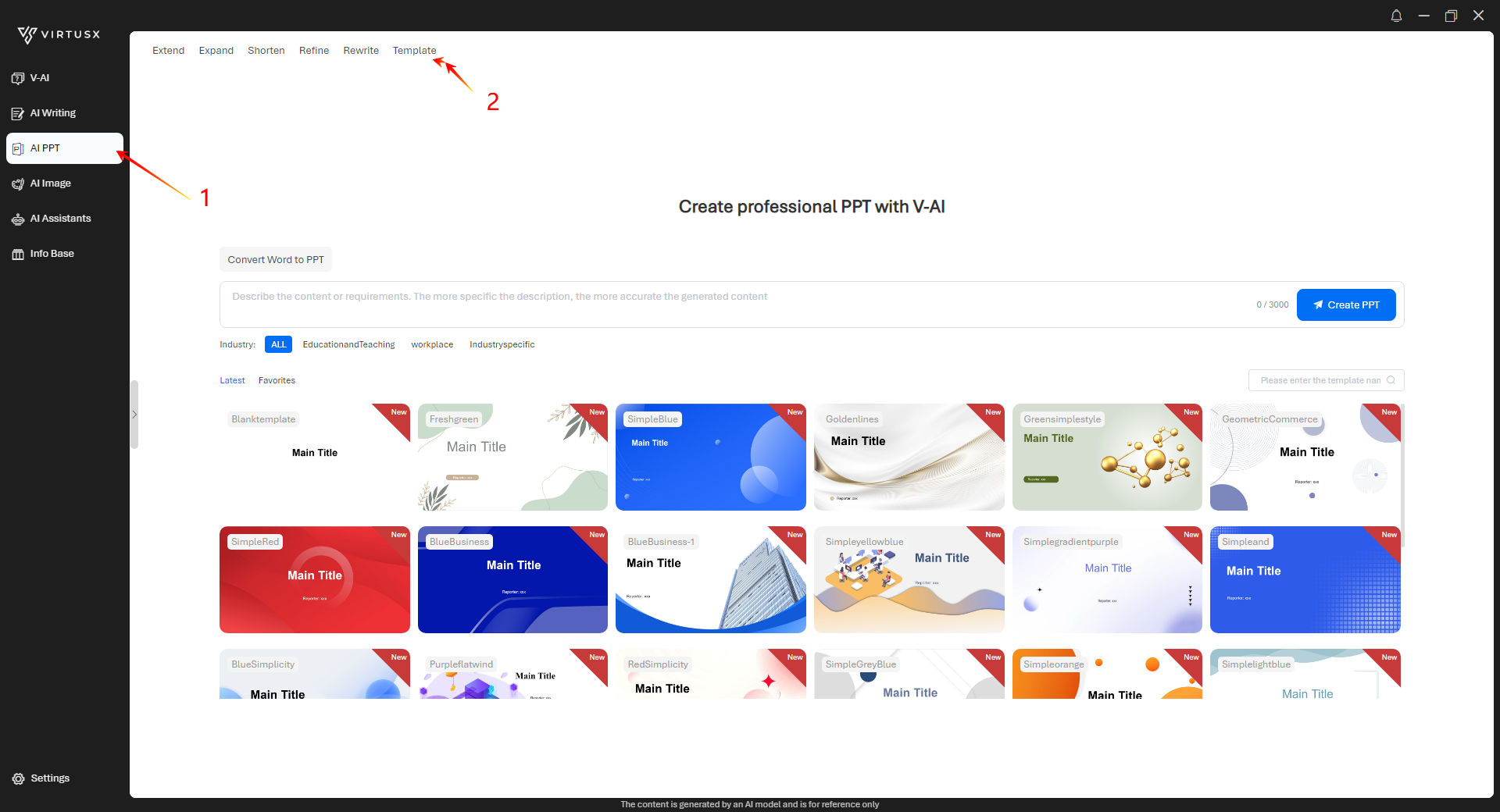 Customize PPT Template – Virtusx V-AI Manual